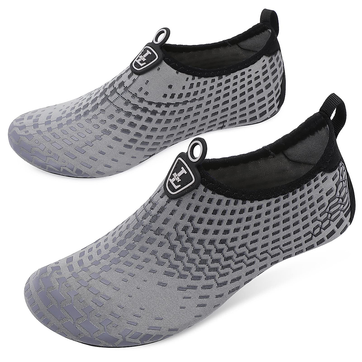 L-RUN Barefoot Water Shoes Men&Women Slip on Kayak Accessories Quick Dry Grey XXL(W:12-13,M:10-11)=EU43-44