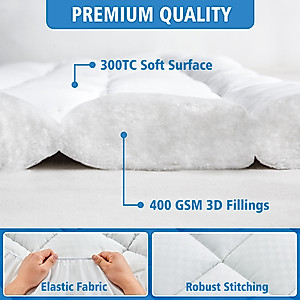 GOONIK Twin XL Mattress Pad Cover for College Dorm Room Essentials, Back to School Pillow Top Cooling Mattress Topper for Twin Extra Long Bed with 6-21 inches Deep Pocket, 39x80 Inches, White