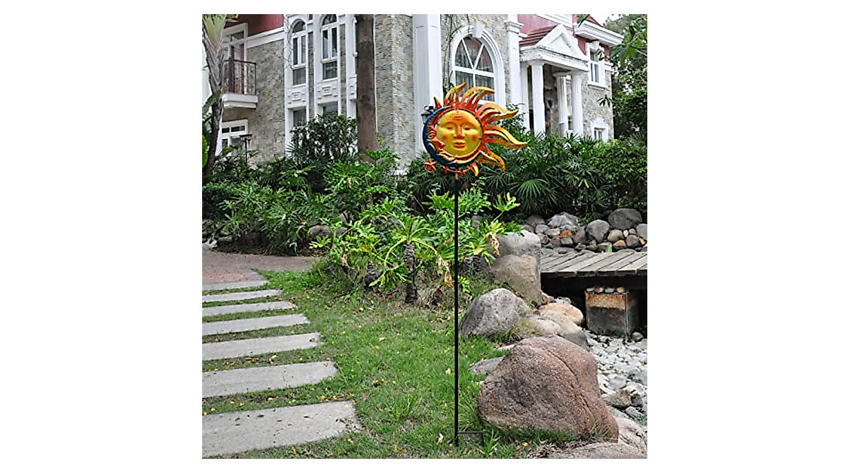 Sun Garden Stake Decor - Solar Metal & Glass Yard Art | Wotieuns