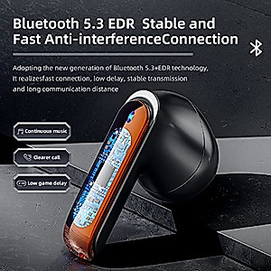True Wireless Earbuds Bluetooth 5.3 Metal in-Ear Headphones Wireless Gaming Earbuds Cordless Ultra-Low Latency Cool Mecha Bluetooth Earphones TWS Stereo Ear Buds for iPhone Android PC (Flame-Red)