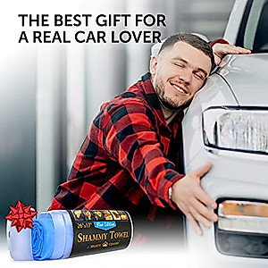 Premium Chamois Cloth for Car Drying - 26”x17” - Super Absorbent Reusable Shammy Towel for Car + Storage Tube - Scratch-Free Car Drying Shammy