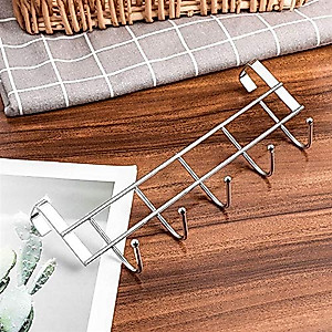 Wobekuy Over The Door 5 Hooks Home Bathroom Organizer Rack Clothes Coat Hat Towel Hanger Steel