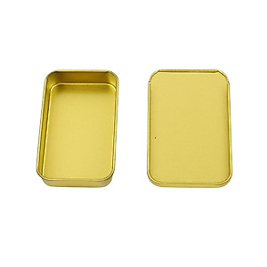 Vagocom 2pcs Empty Metal Push-Pull Storage Boxes,3.15x1.93x0.55inch / 8x4.9x1.4cm Mini Containers with Lids for Bandaid,Seed,Match,Crafts,Sewing(Gold)