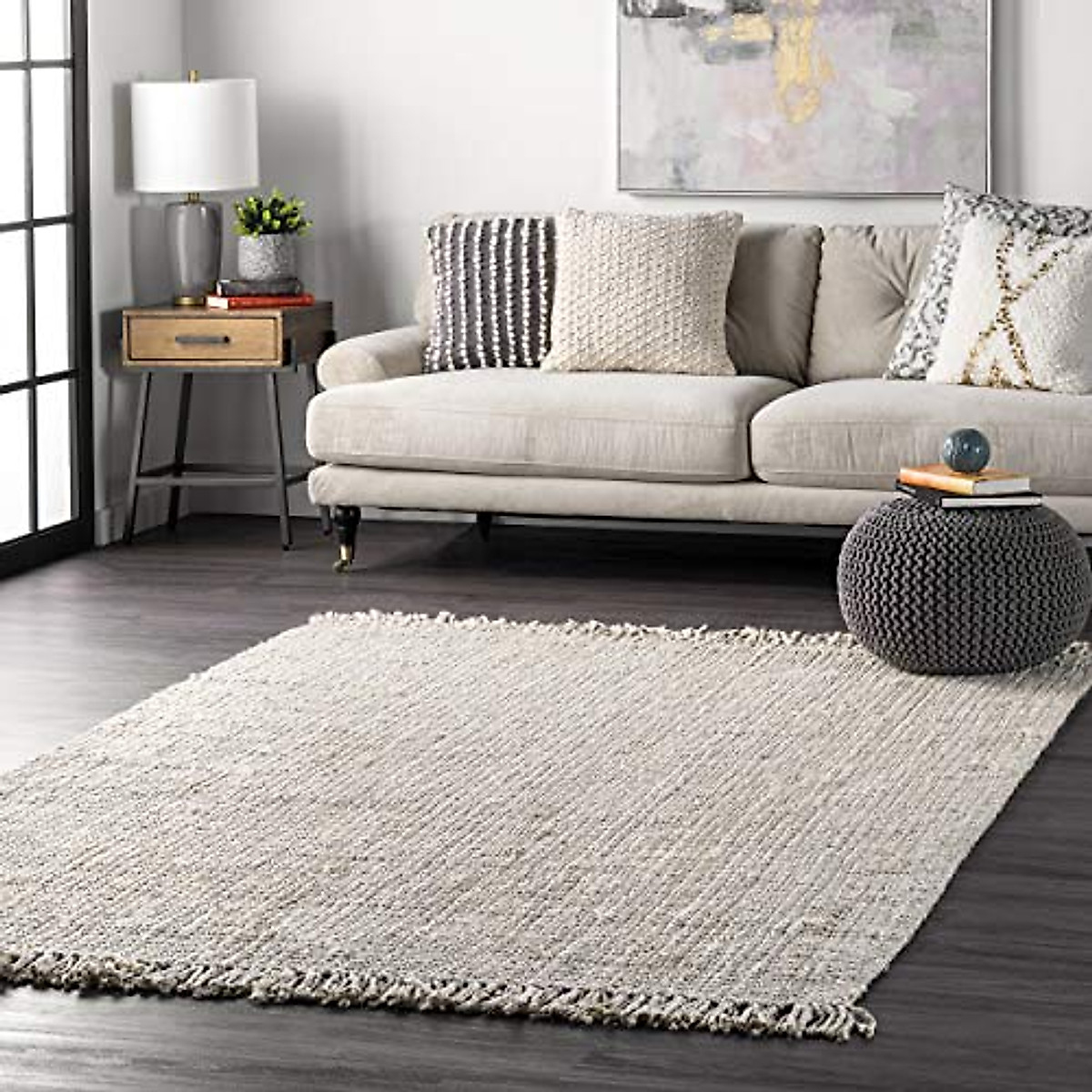 nuLOOM Daniela Farmhouse Chunky Jute Area Rug, 7' 6" x 10' 6", Off-white