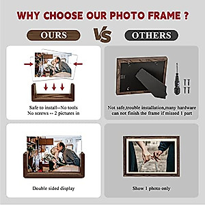McBlancok 4x6 Horizontal Picture Frame Bulk- U Shaped Solid Wood Frame Set of 2,Clear Acrylic Photo Frame,Holds Personalized Pictures 6x4 inch for Friends & Couples Wedding Display