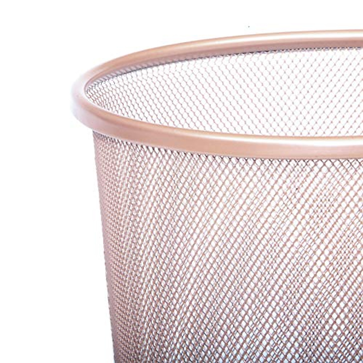 SHS Round Mesh Stainless Steel WasteBasket Trash Can Recycling Bin for Home, Office, Bathroom, Bedroom & Kitchen, 3.5 Gallon / 12L, 11” Height x 10” Diameter Garbage Can (Rose Gold)