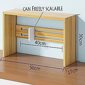 Catekro Desktop Bookshelf, Table Top Shelves, Desktop Shelves & Office Shelves, Desk Organzier， Storage Rack Adjustable Wood Display Simple Style Suitable for Study School（Black）