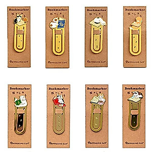 1 PC Cute Animal Paper Bookmarks,Pottering Cat Cartoon Cat Anime Reading Marker Metal Bookmark Theme Page Marks Stationery Bookmarks(Music cat)