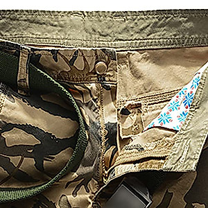 Men's Camo Cotton Cargo Shorts Camouflage Relaxed Fit Multi Pockets Short Casual Lightweight Military Short Pants (Khaki,29)