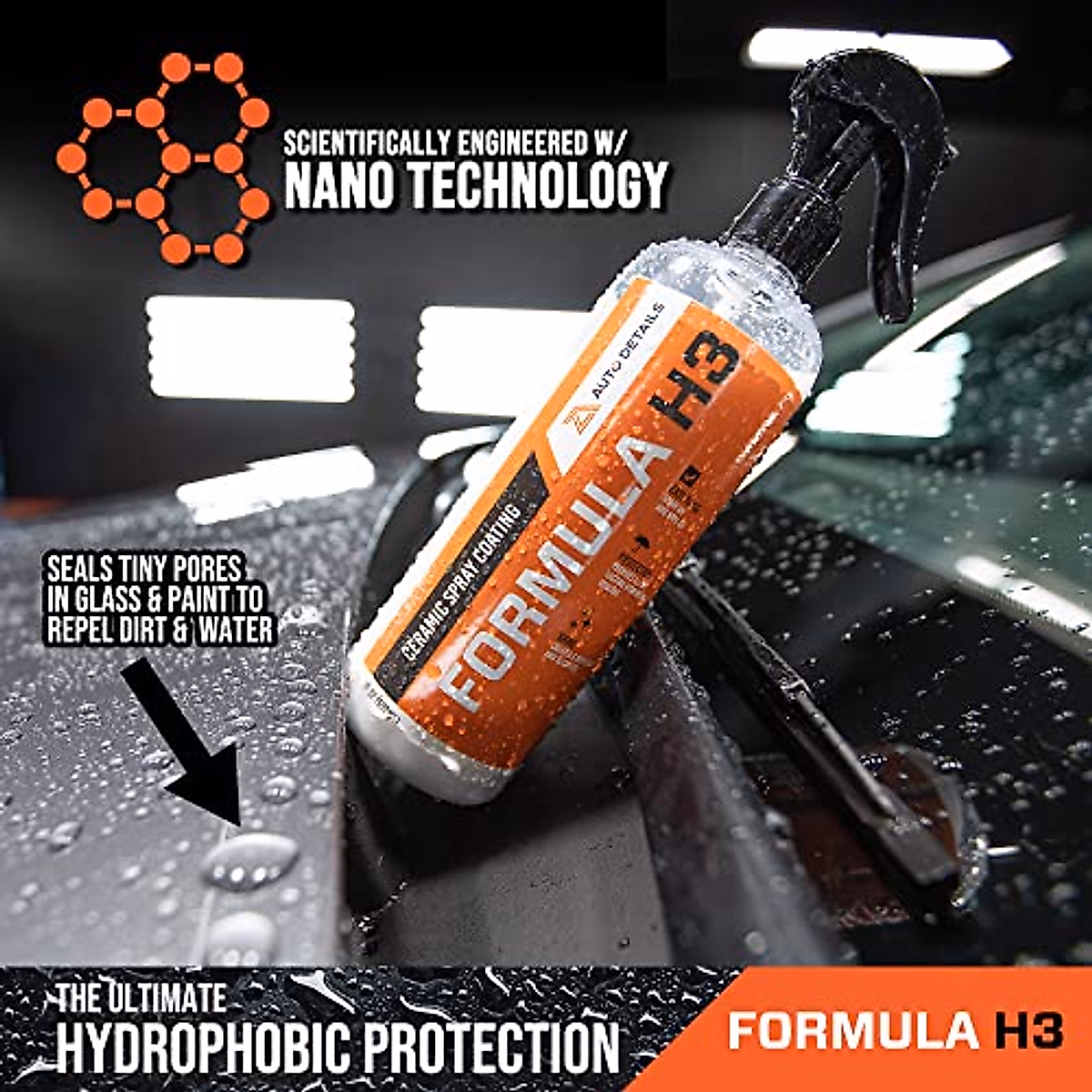 Formula H3 Nano Ceramic Coating For Cars - Car Wax Nano Spray 16oz - Nano Ceramic Spray Coating for Cars - Ceramic Spray Wax - Ceramic Car Coating Spray