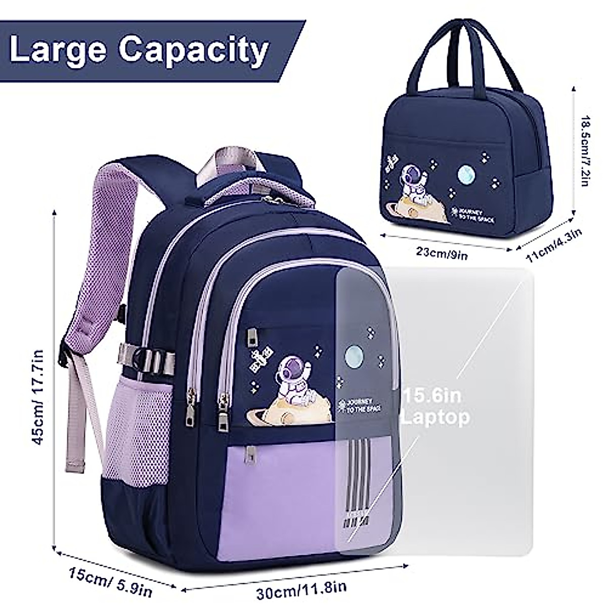 ACESAK Backpack for Girls - Girls Backpack Schoolbag for Girls Kids Children Teens Elementary Middle School Bags, Waterproof Lightweight Kids Bookbag Backpacks Casual Daypack with Lunch Bag Set
