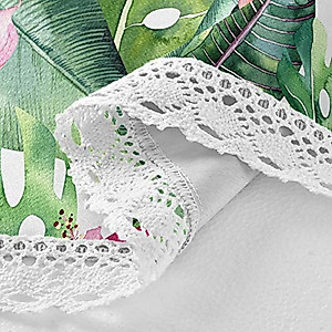 ALAZA Round Tablecloth with Umbrella Hole and Zipper Hawaii Tropical Palm Leaves and Hibiscus Washable Spillproof Table Cover for Camping Patio Garden Picnic Party Outdoor 60 Inch