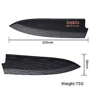 Seido Knives Saya Sheath for 8" Chef Knife - Walnut Carbon Material, Razor-Sharp Edge Chef Knife Cover