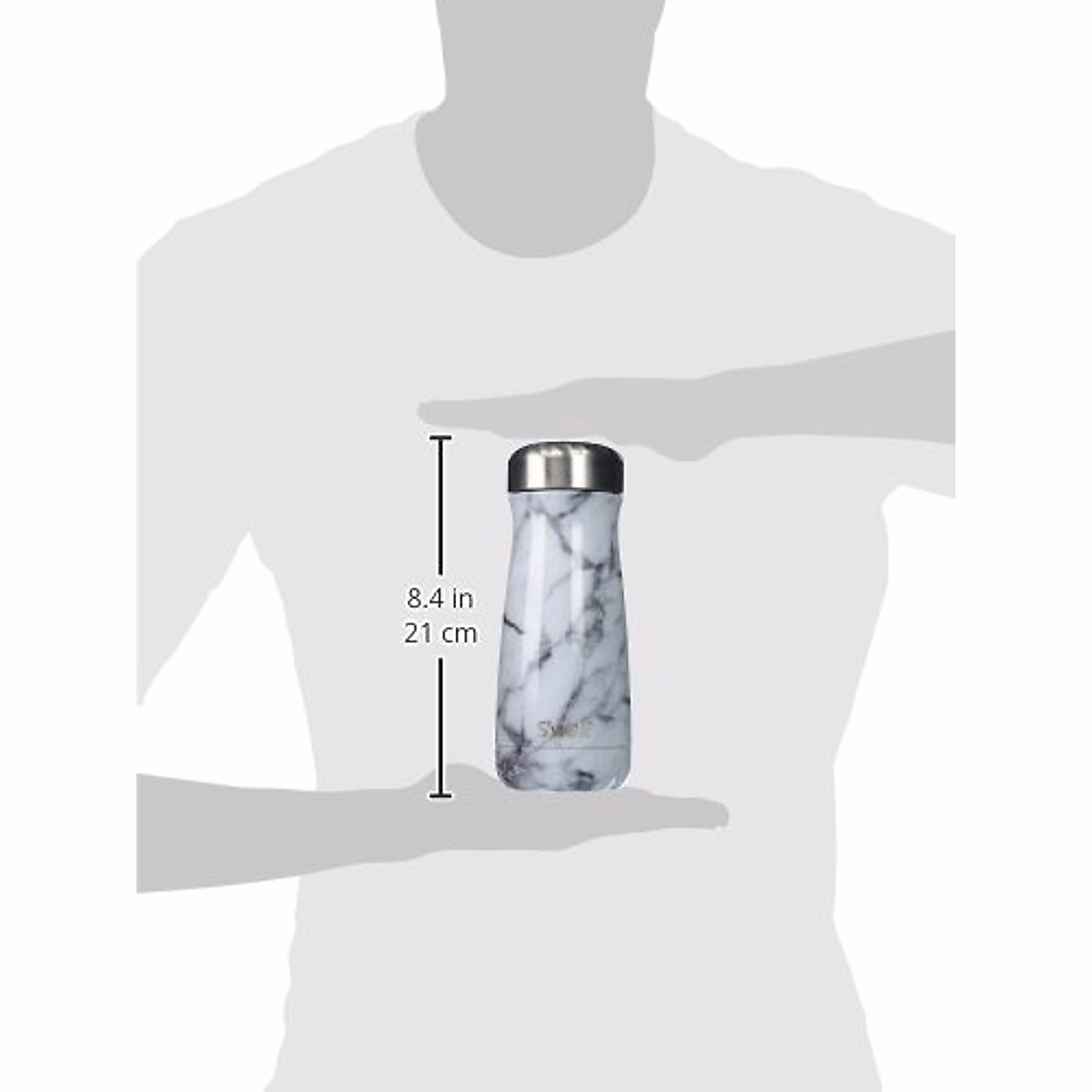 S'well Stainless Steel Traveler - 16 Fl Oz - White Marble - Triple-Layered Vacuum-Insulated Travel Mug Keeps Coffee, Tea and Drinks Cold for 24 Hours and Hot for 12 - BPA-Free Water Bottle