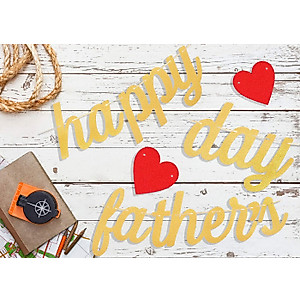 Aozer Happy Fathers Day Banner Gold Glitter Father's Day Banner Rustic Fathers Day Party Decorations