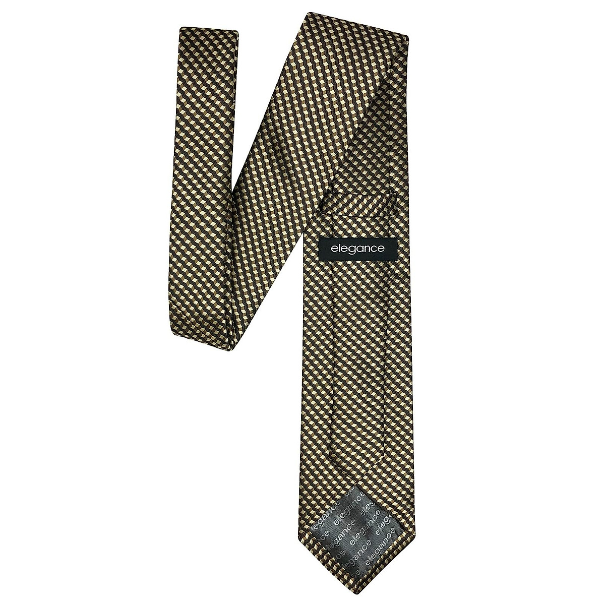 Retreez Wavy Zig Zag Stripe Pattern Woven Men's Tie - Brown