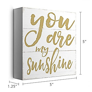 Barnyard Designs 'You Are My Sunshine' Wooden Box Sign Motivational Desk Decor Inspirational, Primitive Decor Office Desk Decorations for Women Office Bathroom Shelf Decor Spiritual Decor, 5x5