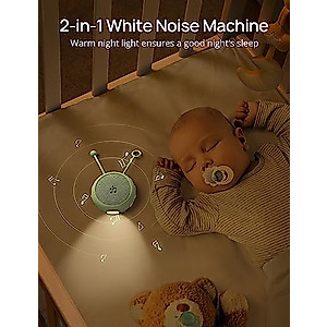 JolyWell Portable Sound Machine - White Noise Machine for Baby & Adult, Baby Sound Machine with Night Light, Powerful Battery, 20 Soothing Sounds, Noise Canceling for Sleeping, Travel & Office, Green