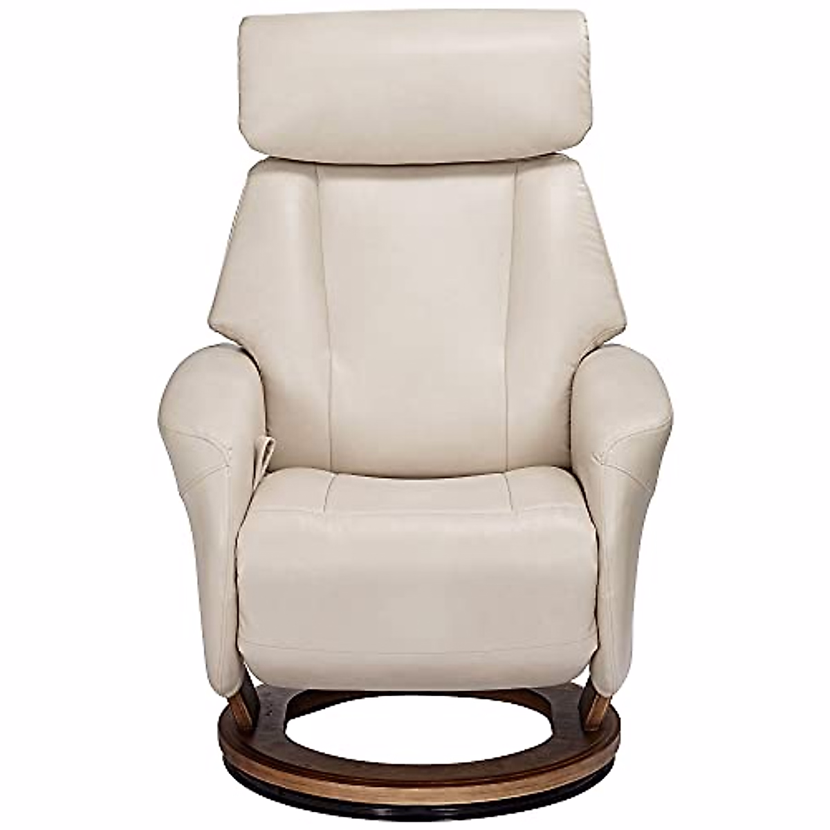 Benchmaster Augusta Taupe Faux Leather Swivel Recliner Chair Modern Armchair Comfortable Manual Reclining Footrest Adjustable Upholstered for Bedroom Living Room Reading Home Relax Office