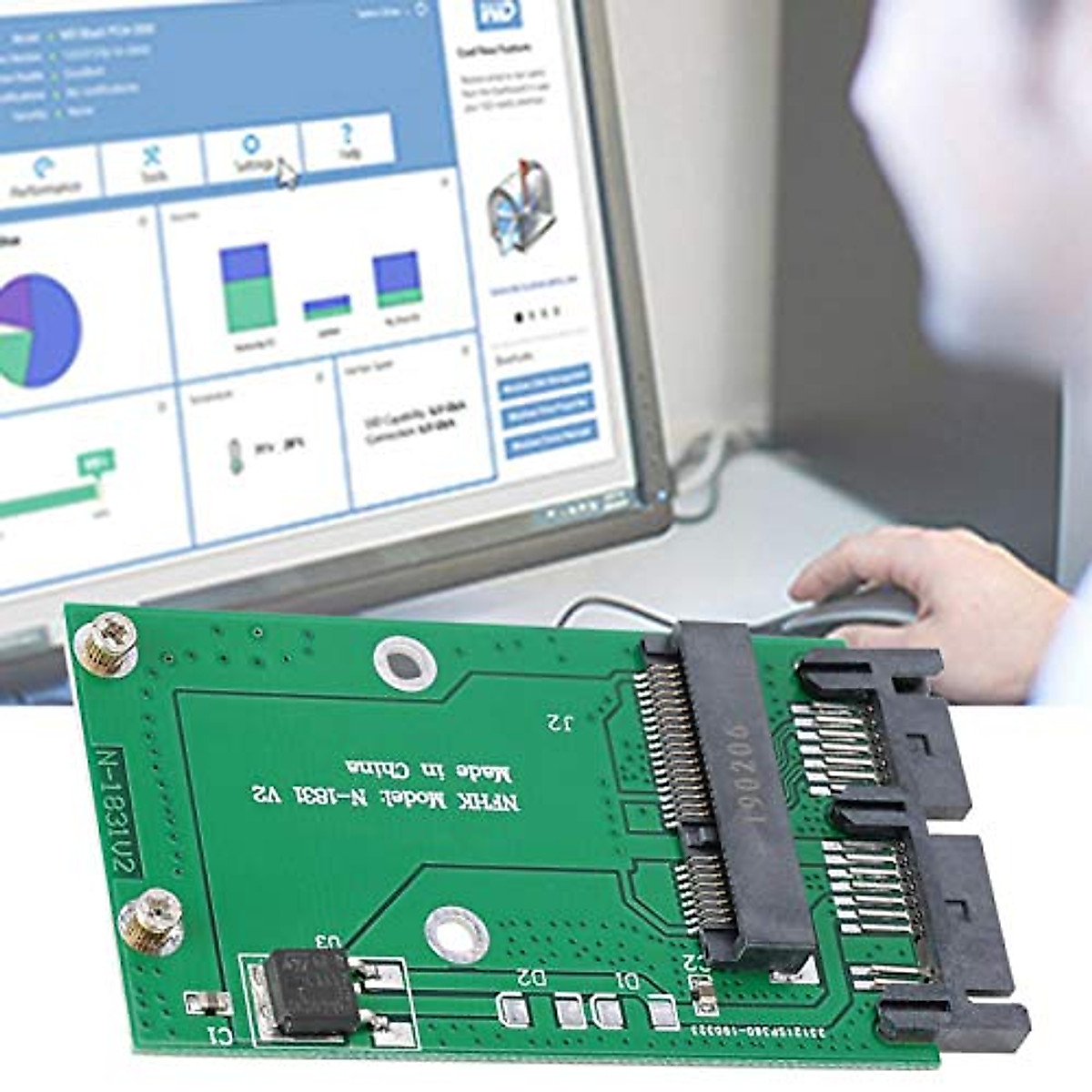 Demeras Adapter Converter Converter Card Long Service Life MSATA to Micro SATA Card, Simple Installation Reliable Converter Disc for PC for Computers for Notebook