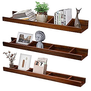 Floating Shelves Wood 36 Inches Long A4 Deep with Removable Dividers, Wall Shelves Wall Shelf, Rustic Floating Bookshelf, Wall Shelves for Bedroom, Long Picture Ledge Shelf Shelfs, Wall Bookshelf