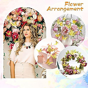 cridoz 163Pcs Flower Bouquet Accessories, 15Pcs Mini Crowns with 48Pcs Gold 3D Butterfly Decorations and 100Pcs Corsage Boutonniere Pins for Flower Arrangements, Small Crowns for Cake Topper