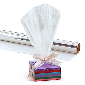 Hygloss Products Cellophane Roll Wrap in Easy Cutter Box for Crafts, Gifts, and Baskets - 20 Inches x 100 Feet, Clear