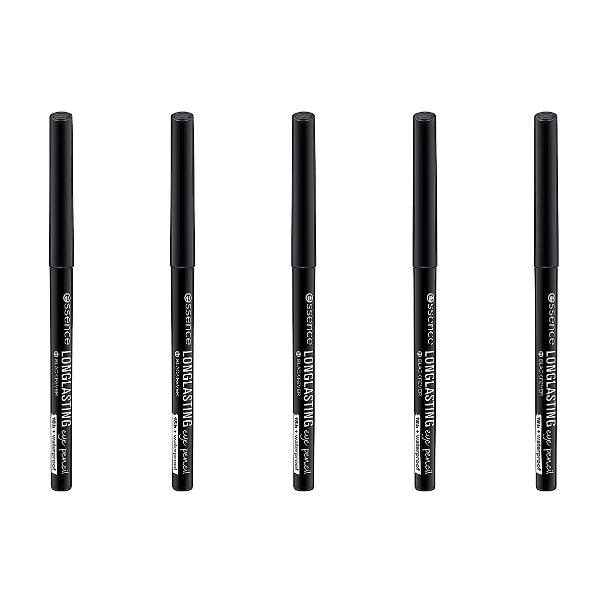 essence | 5-Pack Black Longlasting Eyeliner Pencil | Water-Resistant & Applies Smoothly & Evenly | Retractable | Vegan & Paraben Free | Cruelty Free