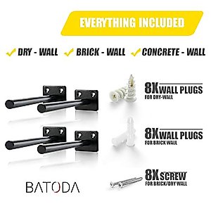 BATODA 6" Floating Shelf Bracket (4 pcs) – Solid Steel Blind Shelf Supports - Hidden Brackets for Floating Wood Shelves - Blind Shelf Support - Shelving Mounting Hardware Included (Pack 4)
