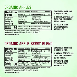 Amazon Brand - Mama Bear Organic Baby Food, Fruit Variety Pack, Apples, Apple Berry Blend, Bananas, Pears, vegetarian, 4 ounce (Pack of 12)