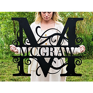Custom Metal Signs | Metal Name Sign | Metal Wall Art | Split Letter Monogram Wall Decor | Metal Wall Art Last Name Sign | Family Name Sign | Personalized Wedding Gift | Metal Art | Outdoor Metal Sign