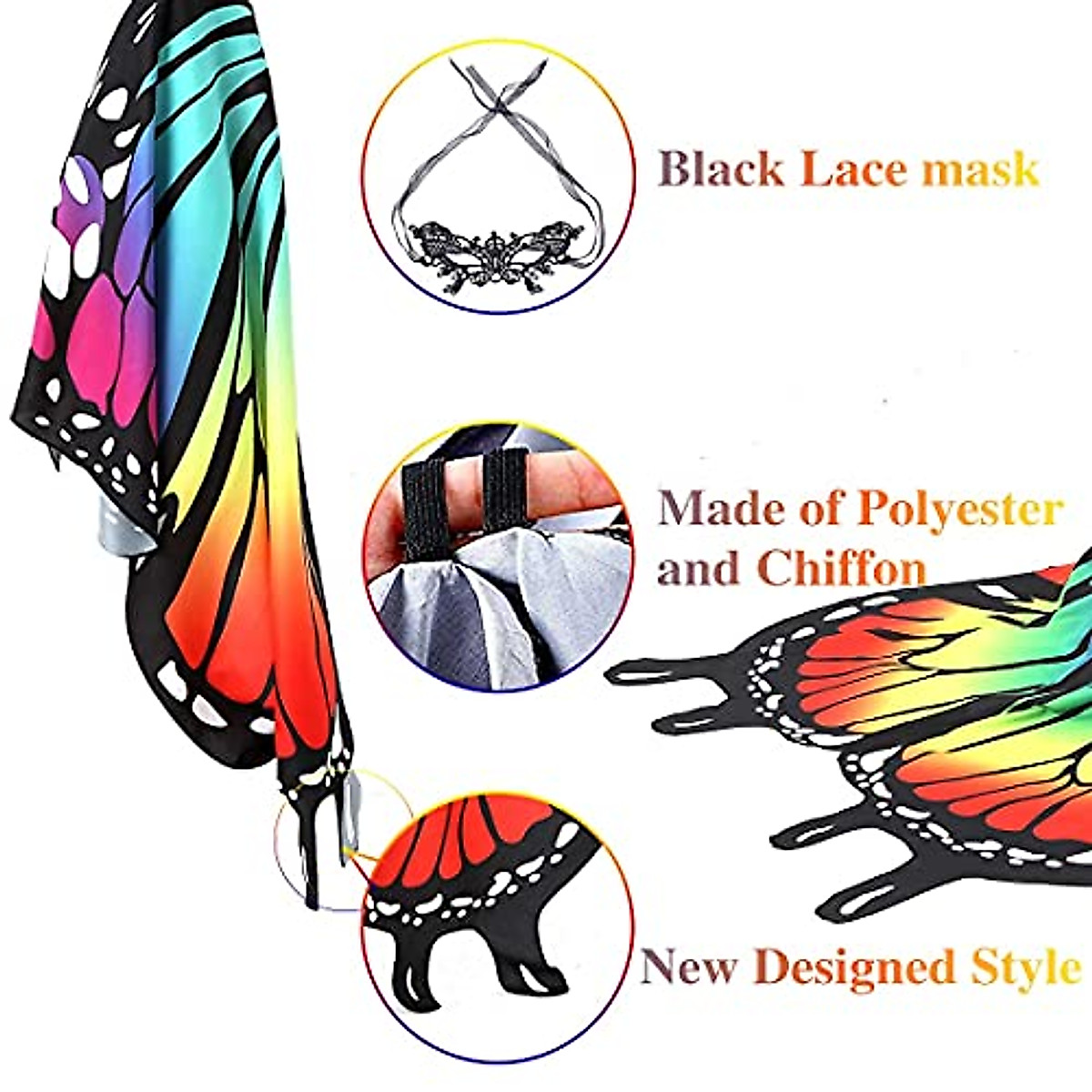 GENIEING Butterfly Costume for Girls, Kids Butterfly Wings for Girls Costume Butterfly Halloween Costumes for Girls