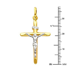 14k Two Tone Gold Crucifix Cross Religious Charm Pendant
