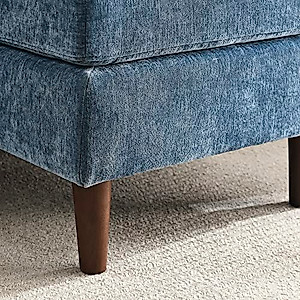 Lin-Utrend 80" Wide Living Room Sofa, Convertible L-Shaped Sectional Sofa Day Bed with Removable Cushions and Pockets, Rubberwood Legs, Living Room,Apartment,Office,Bedroom Sectional Sofa (Navy Blue)