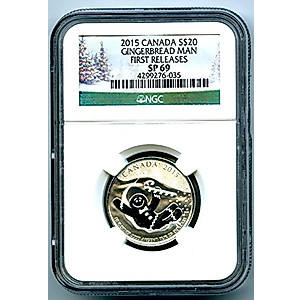 2015 CA Canada FIRST RELEASES Gingerbread Man Christmas Proof .9999 Silver Coin $20 SP69 NGC