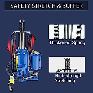 20 Ton Pneumatic Air Hydraulic Bottle Jack with Manual Hand Pump Heavy Duty Auto Truck RV Repair Automotive Lift Tools