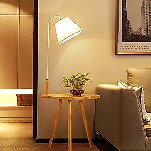 TANGIST Nordic Wood Floor Lamp | Modern Minimalist Style Standing Lamp with Wood Shelf for Living Room Bedroom Study Room Modern Style Home Decoration