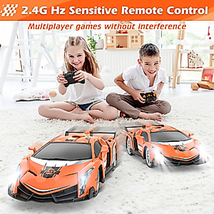 Growsland Remote Control Car RC Cars Xmas Gifts Toys for Kids 1/18 Electric Sport Racing Hobby Rc Crawler Toy Car Boys Girls Adults Included Rechargable Batteries (Orange)