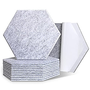 Acoustic Panels, 12 Pack Sound Proof Foam Panels, AKELLYTH Self-adhesive Soundproof Wall Panels 12×10¼×0.4" polyurethane fiber Tiles for Sound Proofing used in Office, Home, Studio (Light Grey)