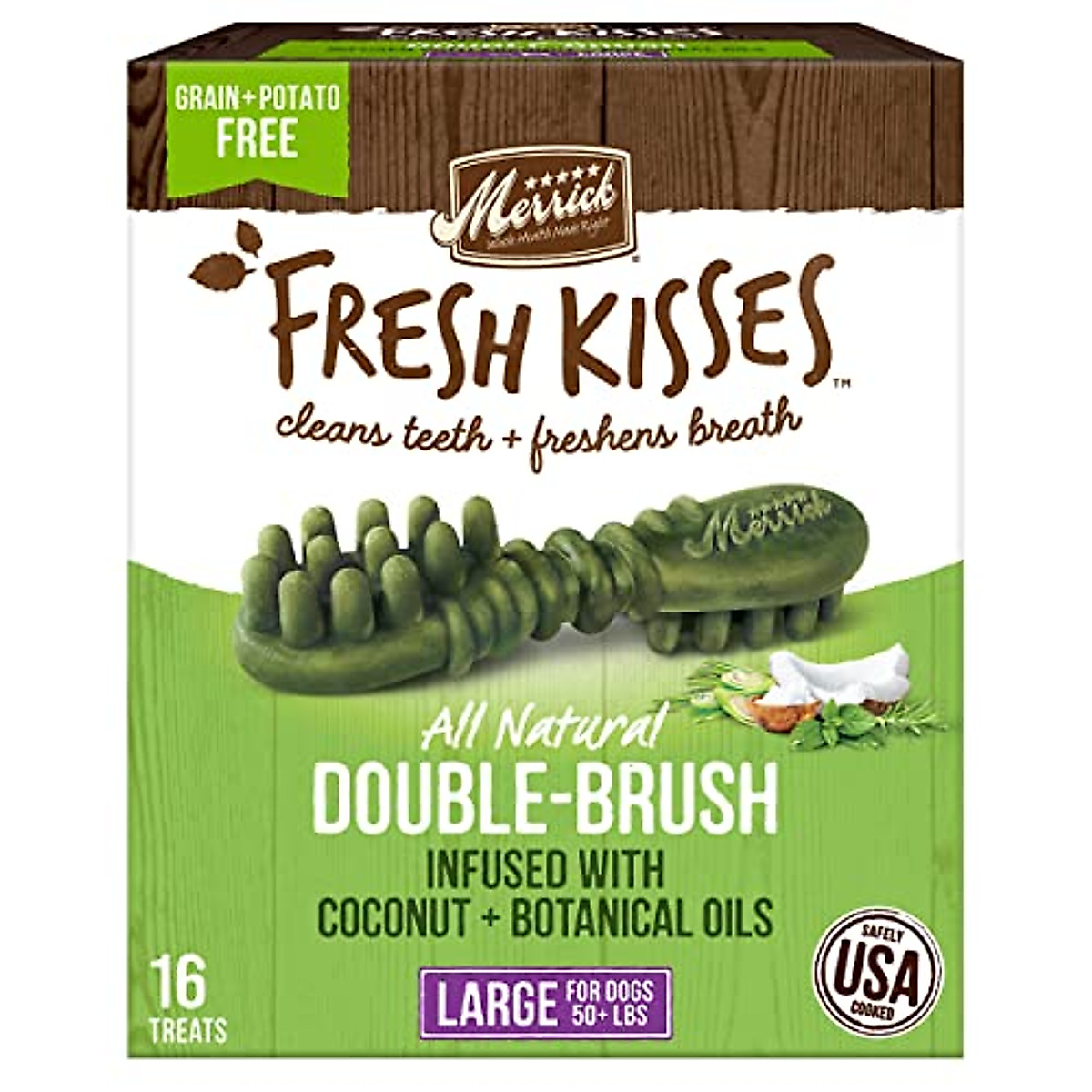 Merrick Fresh Kisses Oral Care Dental Dog Treats for Large Dogs Over 50 lbs
