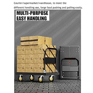 Generic Multi-Functional Hand Truck Heavy Duty Platform Cart Folding Hand Truck 350kg Load Capacity for Easy Transportation, Black