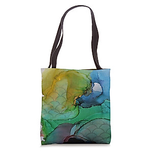 Modern Art Alcohol Ink Painting - Distressed Mermaid Pattern Tote Bag