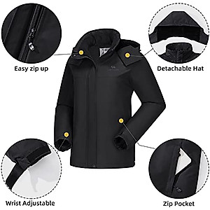 CAMEL CROWN Ski Jackets for Women Winter Snow Coats Warm Mountain Waterproof Female Jacket Hooded Windbreaker Black S