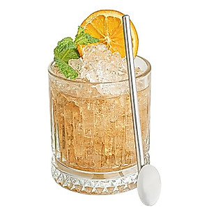 Restaurantware Bar Lux 5 Inch Spoon Straws 2 Food-Grade Reusable Cocktail Straws - Built-In Spoon Dishwashable Stainless Steel Cocktail Spoons For Drinking And Stirring