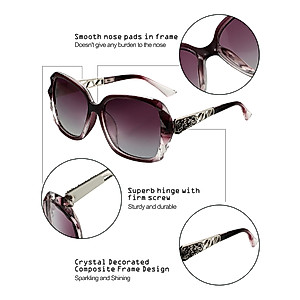 Frienda 3 Pieces Women Polarized Oversized Sunglasses Shiny Composite Frame Sunglasses Vintage Rhinestone Glasses