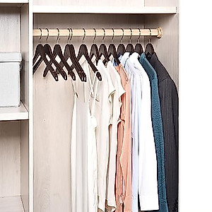 Amber Home Smooth Walnut Finish Solid Wood Shirt Dress Hangers 20 Pack, Sturdy Wooden Coat Hangers with Precisely Notches, Clothes Hangers for Jacket, Camisole, Bridal (Walnut, 20)