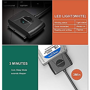 SNANSHI SATA to USB 3.0 Adapter USB to SATA Adapter with Power for 3.5/2.5 Inch HDD/SSD with 12V/2A Power Adapter