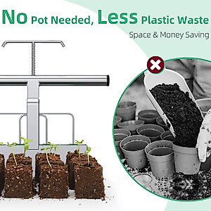 Soil Blocker with Comfortable Handle, 4 Cell Soil Block Maker 2 Inch Mold Blocking Tool for Seed Starting Germination, Grow Seedling No Transplant Shock