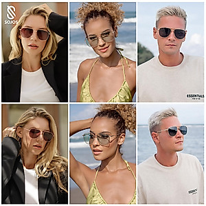 SOJOS Polarized Aviator Sunglasses Womens Men Trendy Designer Shades SJ1218,Green