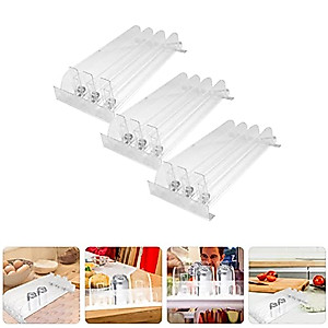 Cabilock Water Bottles 3pcs Plastic Pusher Tray Rack Automatic Vending Machine Sliding Organizer Glide Pull Out Cabinet Shelf Kitchen Drink Storage Holder for Drink Cosmetics Beverages